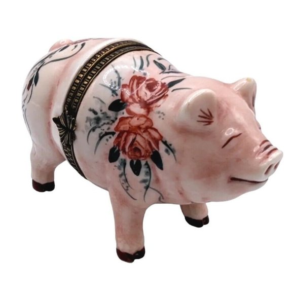 Studio | Art | Vintage 99s Studio Usa Happy Pig Enamel Hinged Trinket ...